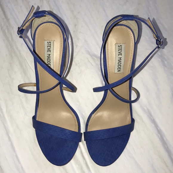 Steve Madden | Shoes | Steve Madden Royal Blue Snakeskin Look Strap ...